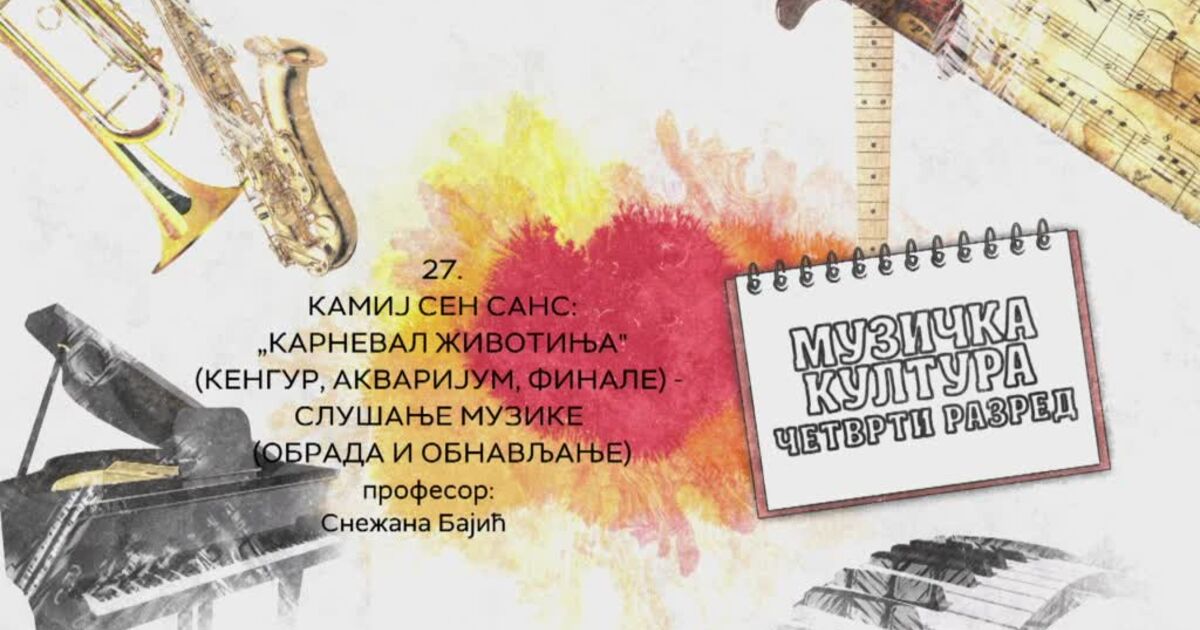 OŠ4 – Muzička kultura, 27. čas: Kamij Sen Sans: “Karneval životinja ...